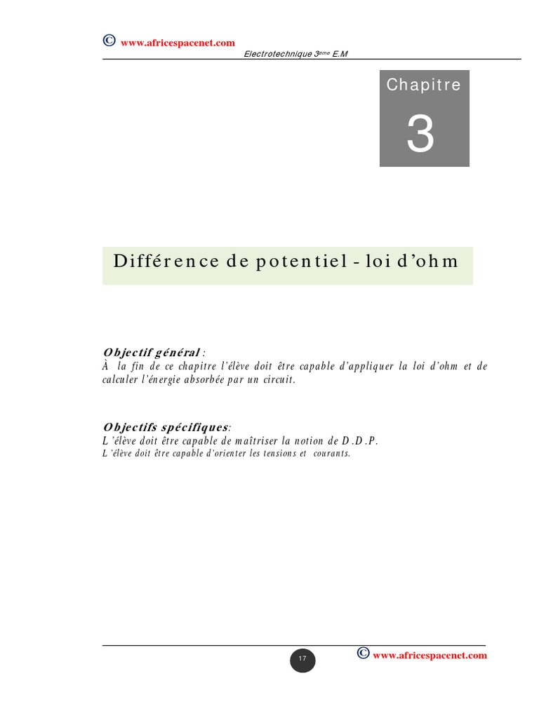 Chap3 Difference Potentiel | PDF | Tension électrique | Puissance (physique)