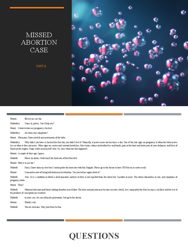 Missed Abortion Case | PDF | Pregnancy | Miscarriage