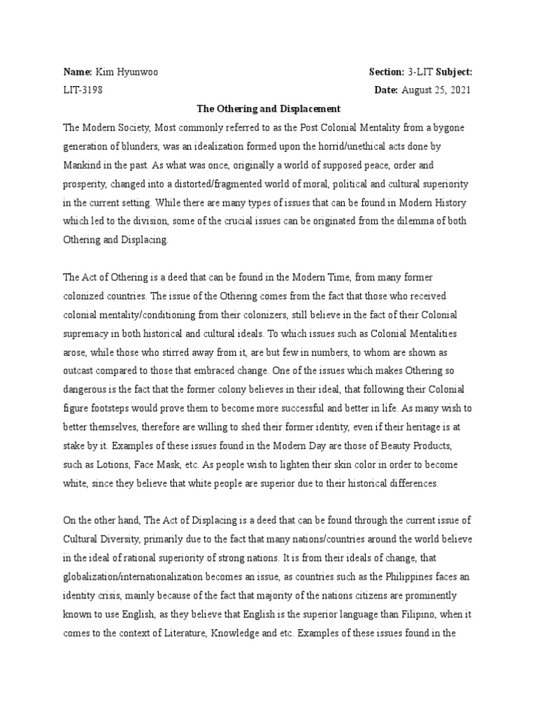 The Post-Colonial Mentality | PDF | Postcolonialism | Philippines
