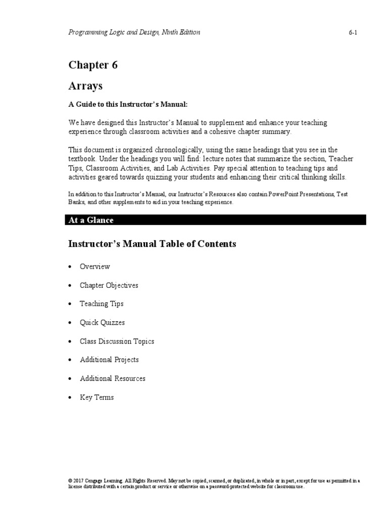 Arrays: Instructor's Manual Table of Contents | PDF | Array Data ...