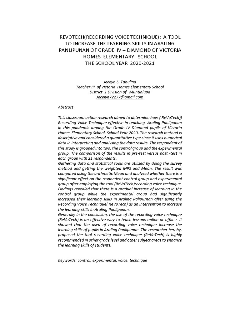 Classroom Action Research | PDF | Teachers | Statistics