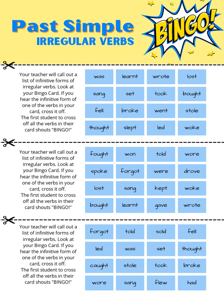 Irregular Verbs Bingo 2 | PDF | Linguistic Morphology | Linguistics