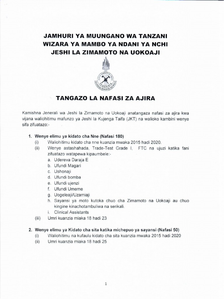 Jeshi La Zimamoto Na Uokoaji | PDF