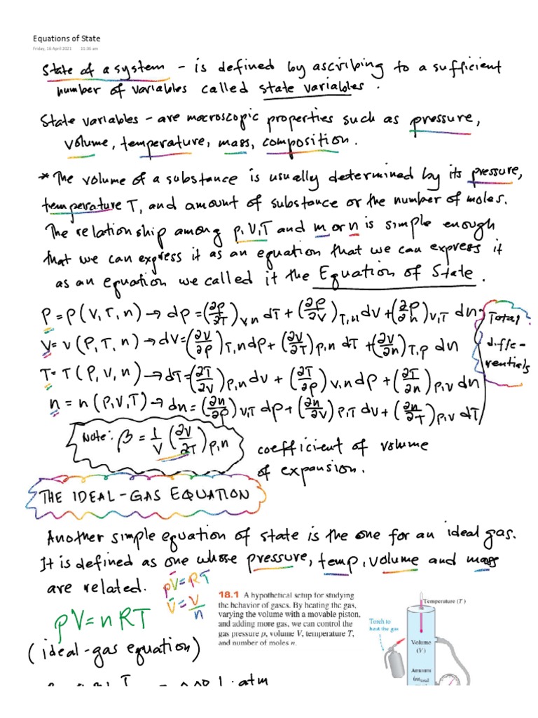 Redlich-Kwong Equation of State Explained | PDF