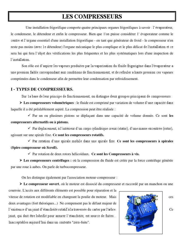 Les Compresseurs | PDF | Piston | Grandeur physique