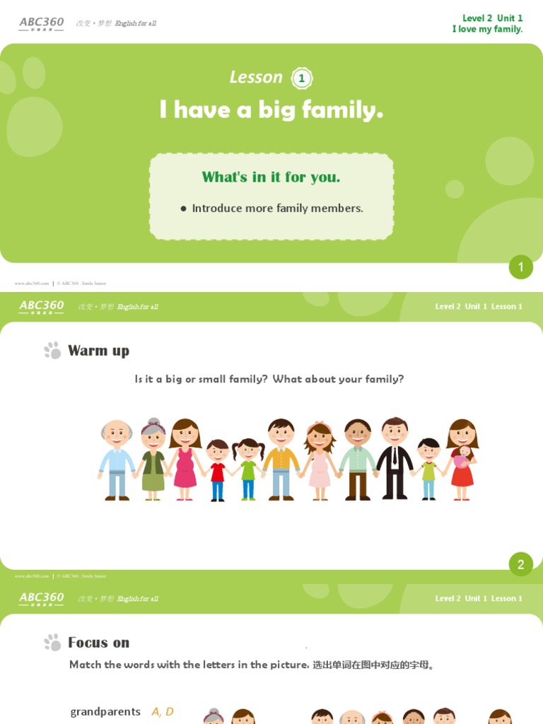 Unit 1 Lesson1 I Have A Big Family - Part1 | PDF | Family | Kinship And ...