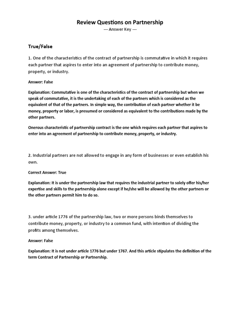 Parcor Theories Answer Key | PDF | Partnership | Debits And Credits