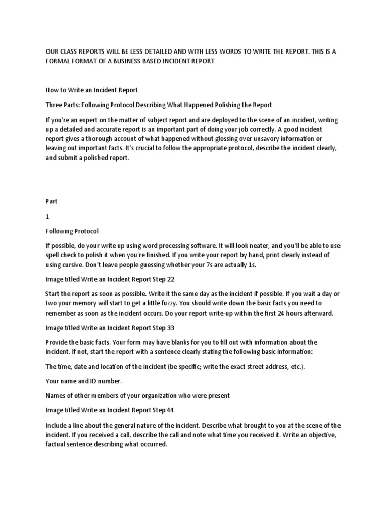 Incident Report Format | PDF | Witness | Proofreading