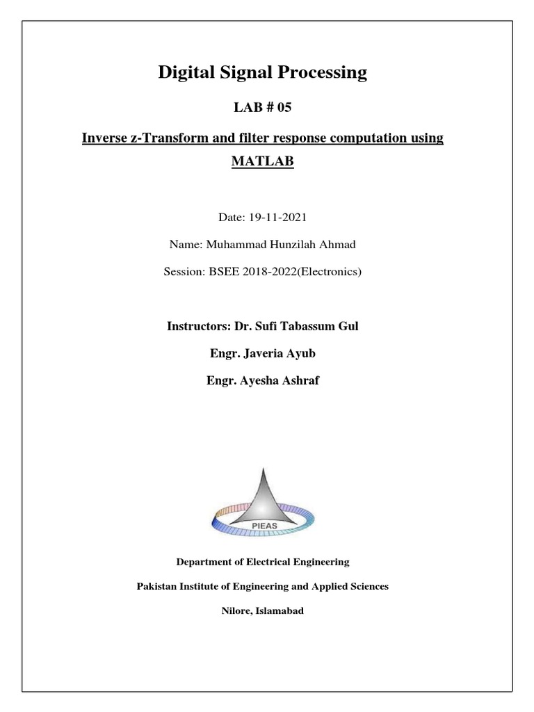Inverse z-Transform & Filter Response in MATLAB | PDF | Teaching Methods & Materials | Computers