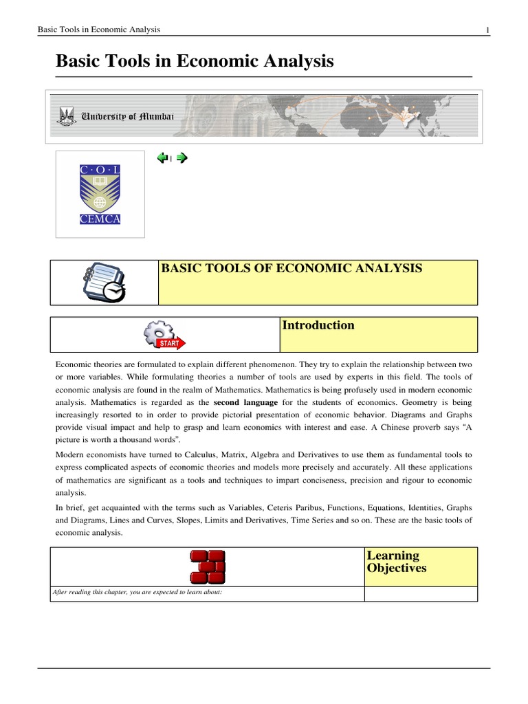 Basic Tools in Economic Analysis | PDF | Economics | Function (Mathematics)