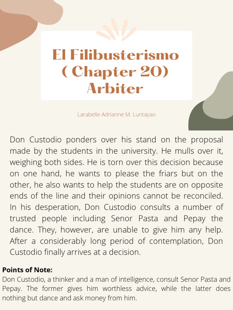 Don Custodio's Dilemma in El Filibusterismo | PDF