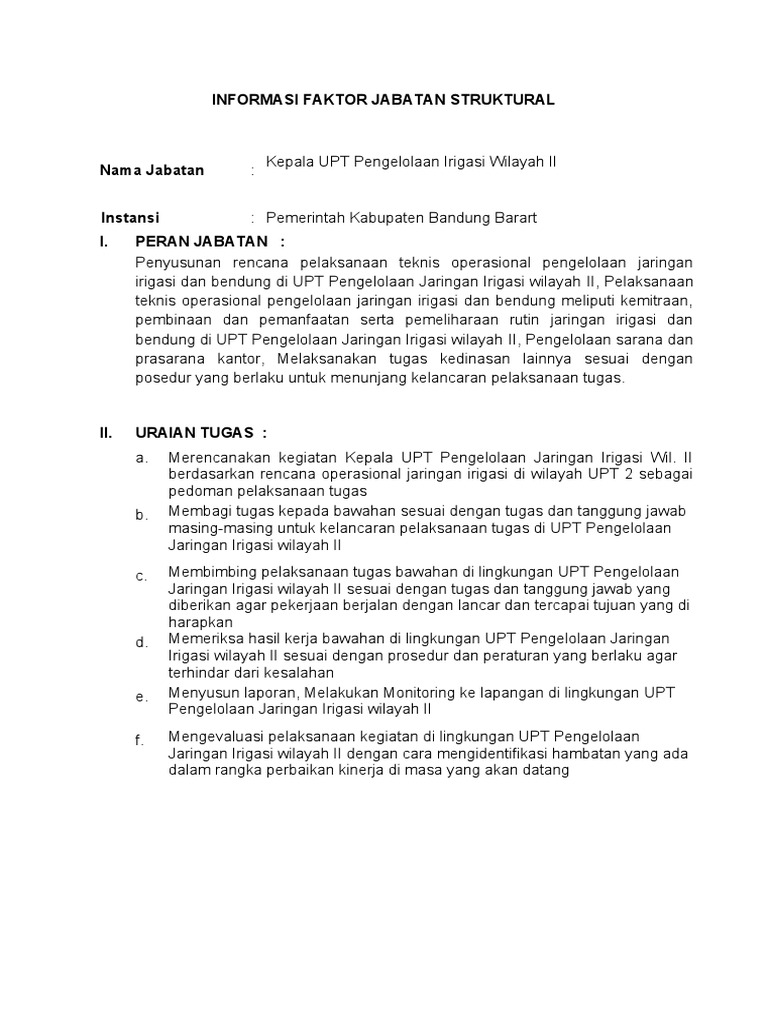 Infofak Jabatan Struktural Wil II | PDF