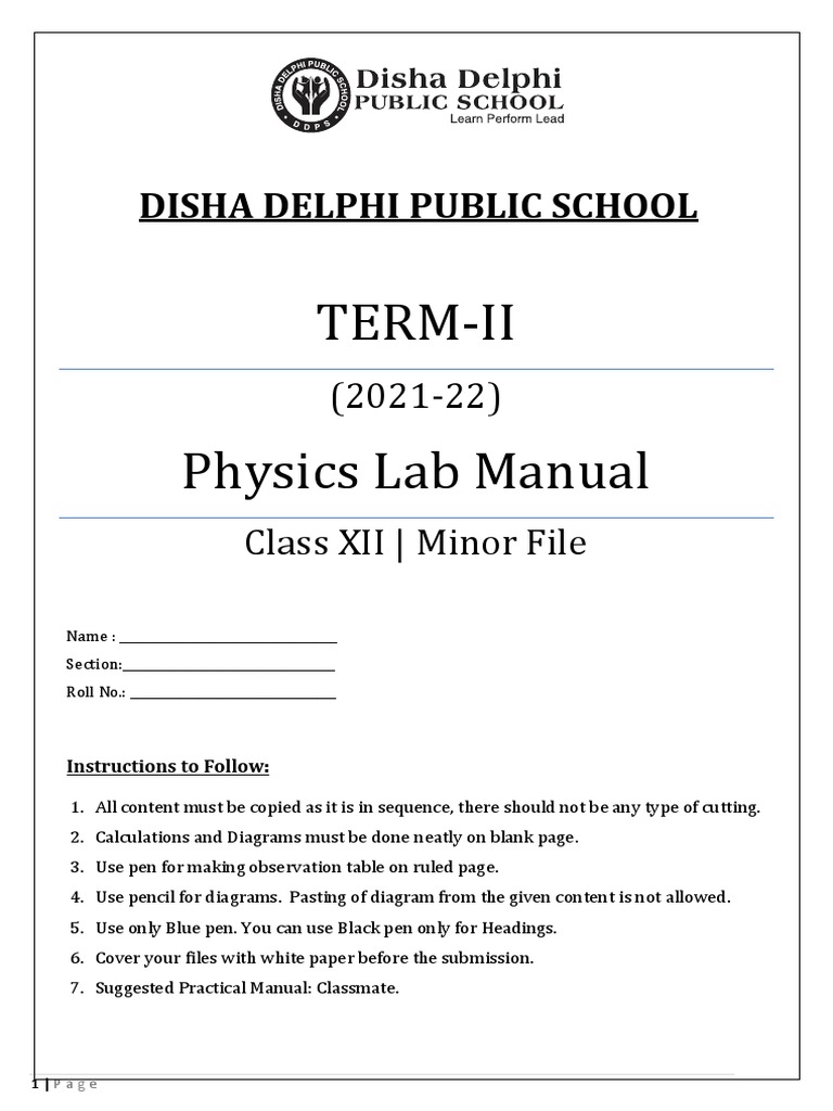 Class XII Physics Lab Manual Term II | PDF | Diode | Electronic Circuits
