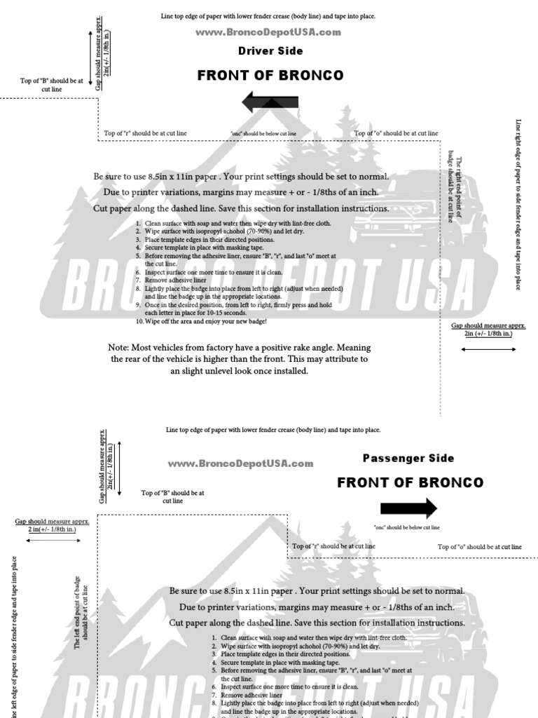 Bronco Badge Installation Template | PDF | Motor Vehicle | Vehicle ...