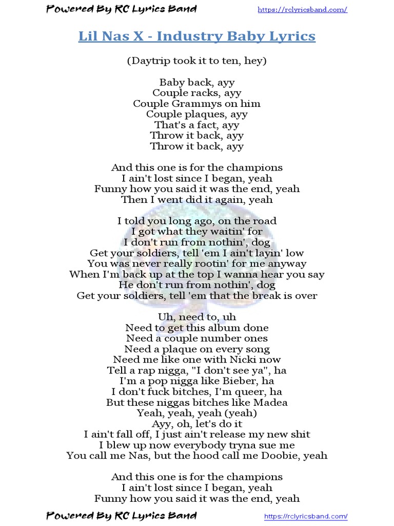 Lil Nas X - Industry Baby Lyrics | PDF