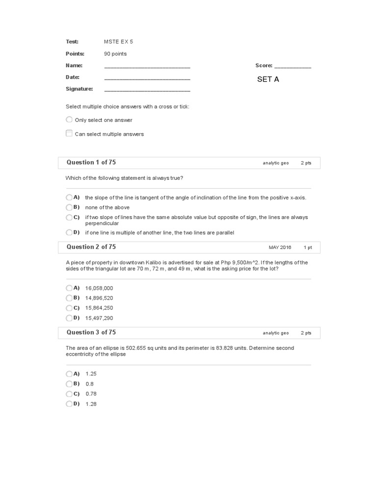Mste Exam 5 | PDF | Area | Length