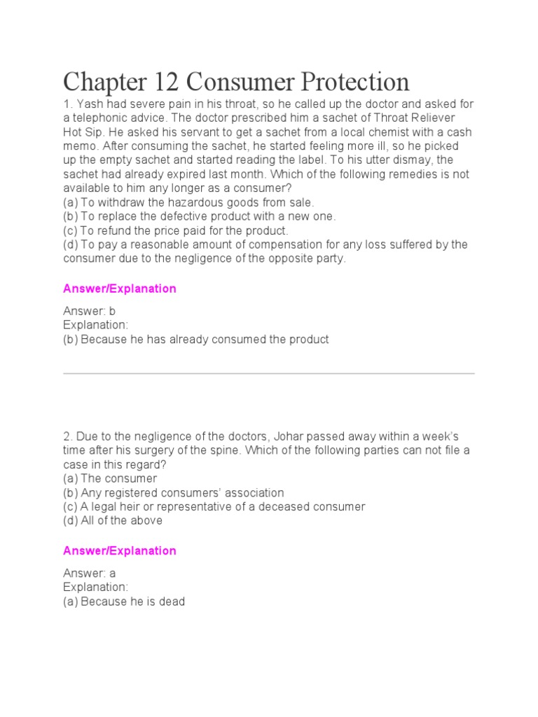 Consumer Rights Chapter Summary | PDF | Interest | Complaint