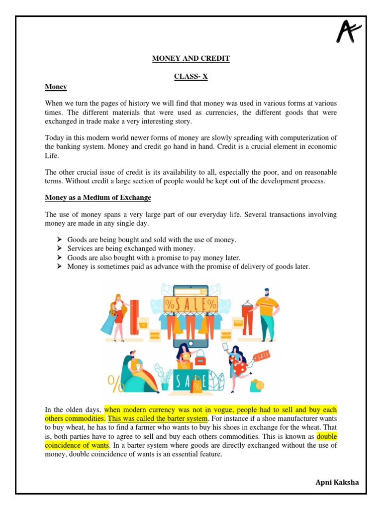 Money and Credit Class-X Money | PDF