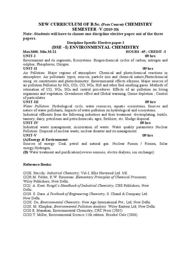 B.Sc. V SEM Syllabus of Environmental Chemistry | PDF | Air Pollution ...