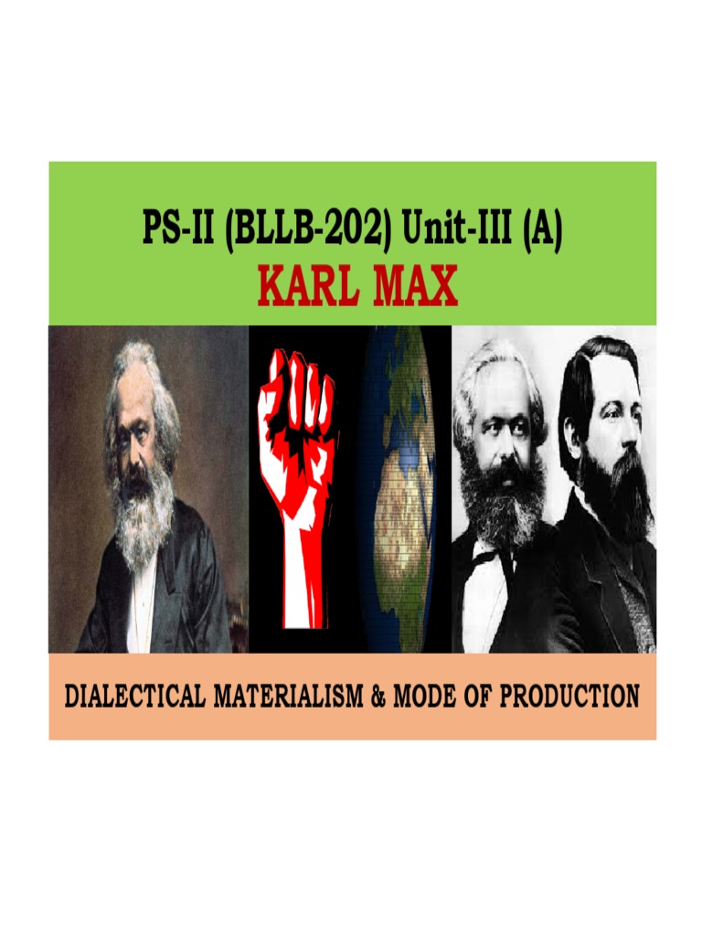 Karl Marx Dialectical Materialism Mode Of Production Sent By Sir
