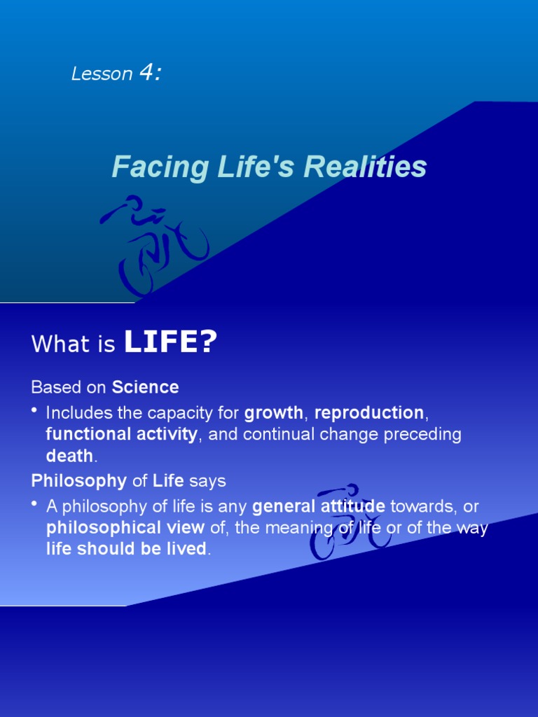 Facing Life's Realities: Lesson | PDF | Existentialism | Behavioural ...