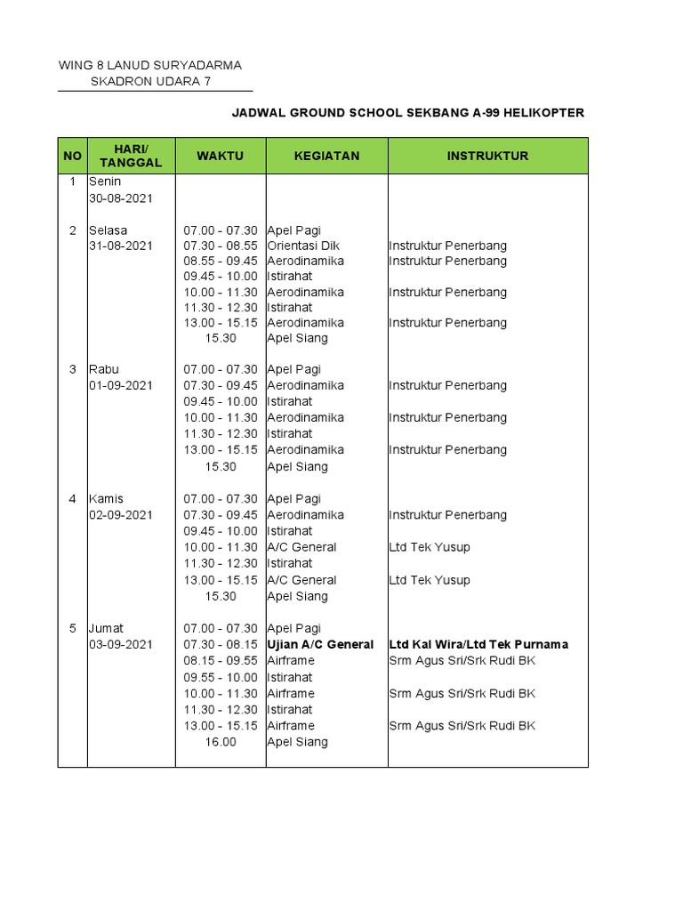 Rev Jadwal Sekbang 99 | PDF