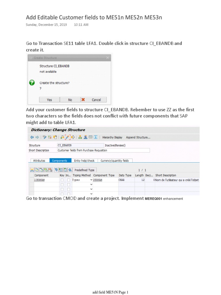 Add Editable Fields to SAP ME51N/ME52N/ME53N | PDF | Computing ...