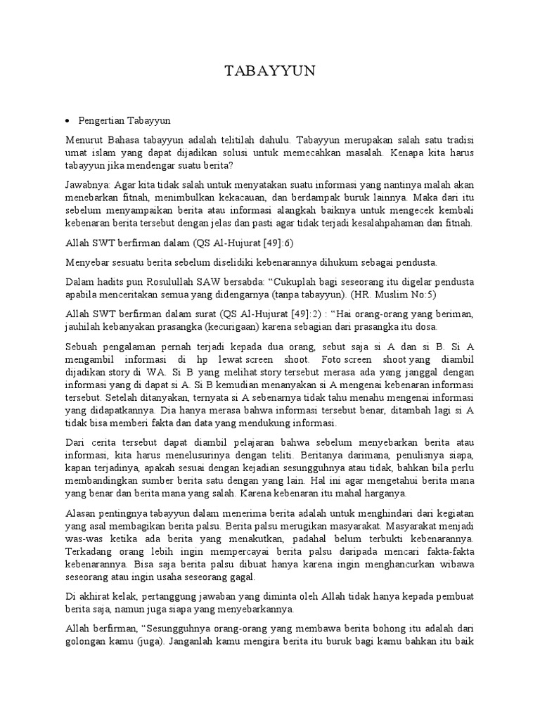 Pentingnya Tabayyun dalam Berita | PDF | Agama & Spiritualitas