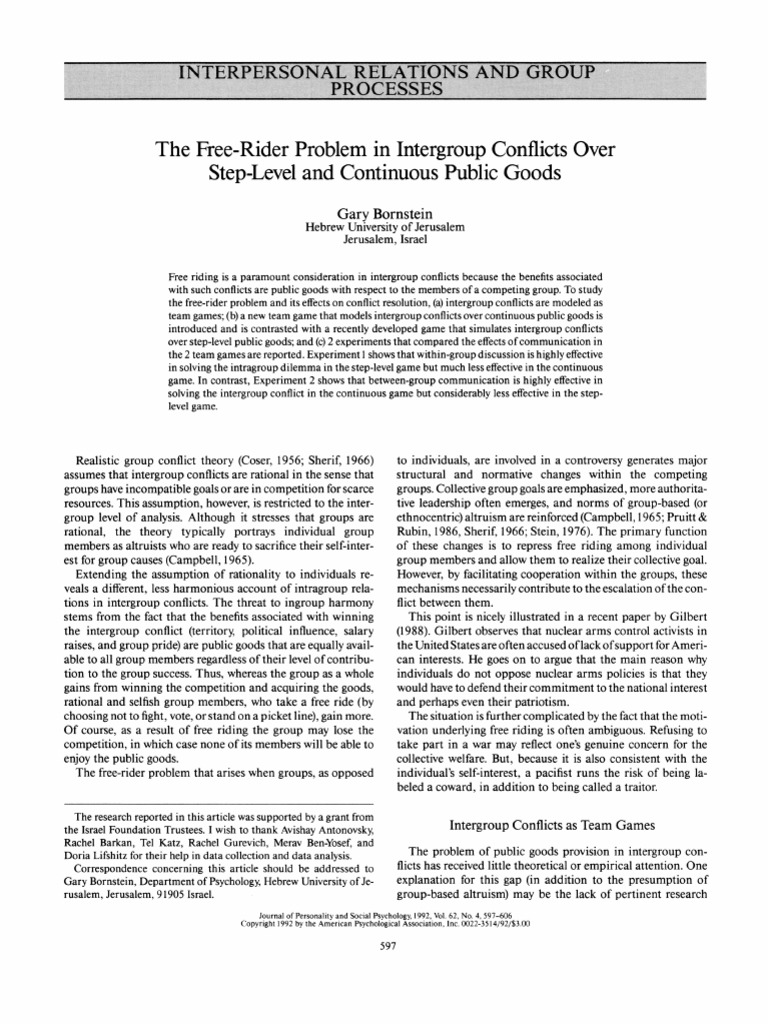 Free Rider, Step-Level and Continuous Public Goods | PDF