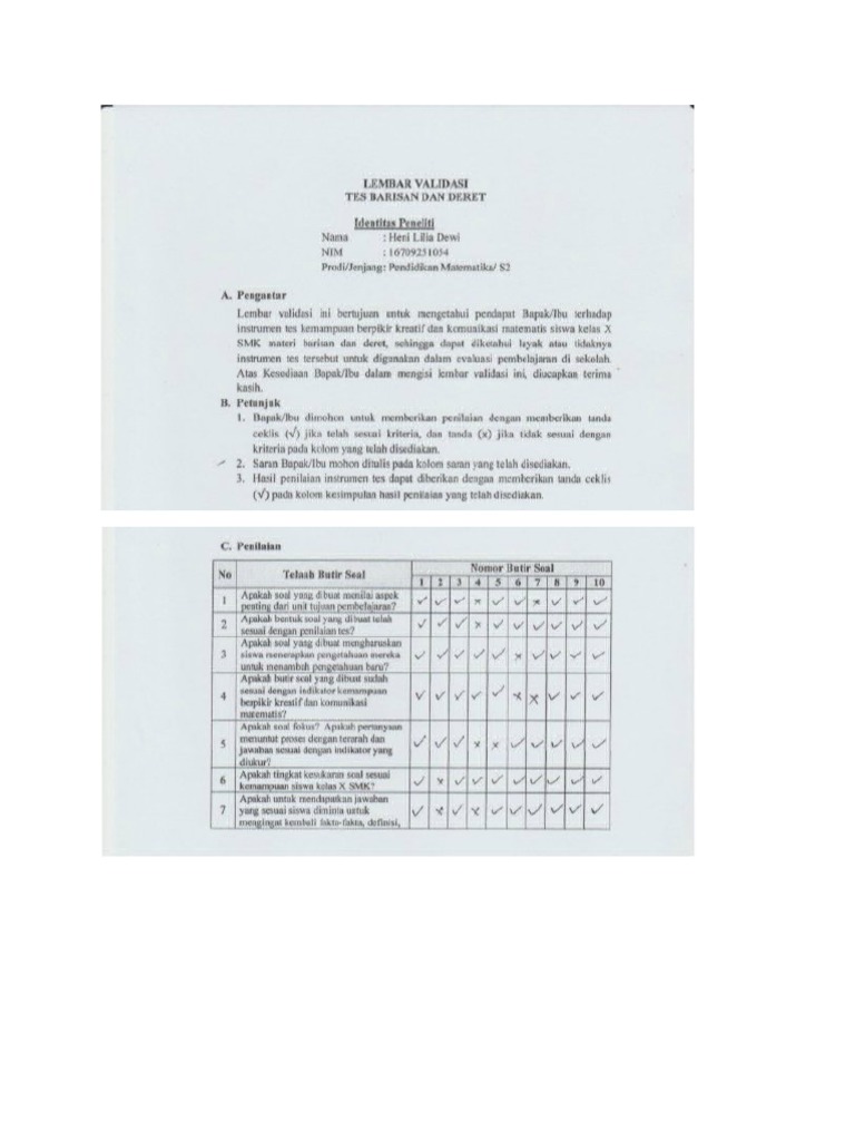 Contoh Validitas Isi | PDF