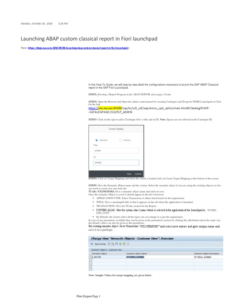 Launching an ABAP Custom Classical Report in the SAP Fiori Launchpad: A 10 Step Guide | PDF ...