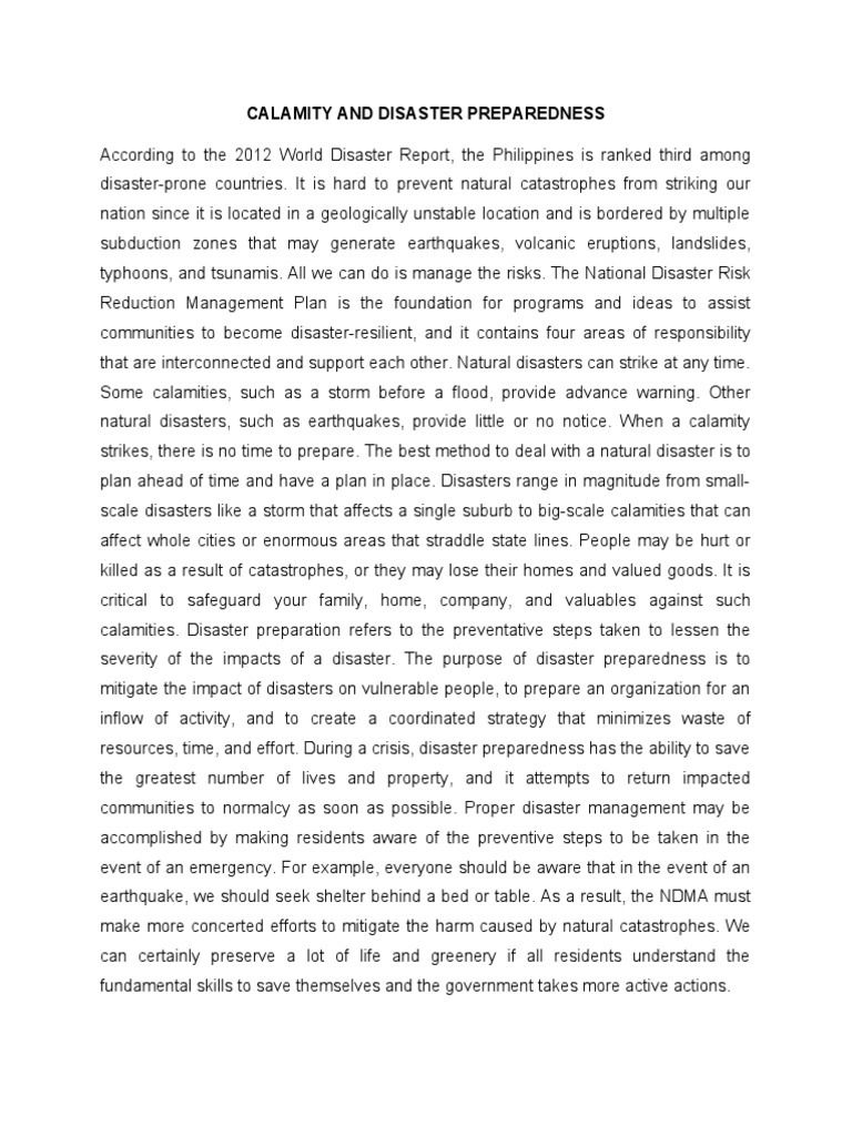 Understanding National Calamity Preparedness | PDF | Emergency ...