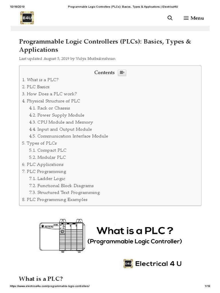 Programmable Logic Controllers (PLCS) - Basics, Types & Applications ...