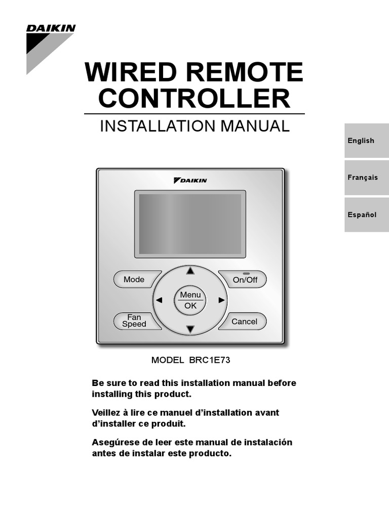 BRC1E73 Installation Manual | PDF | Remote Control | Electrical Wiring
