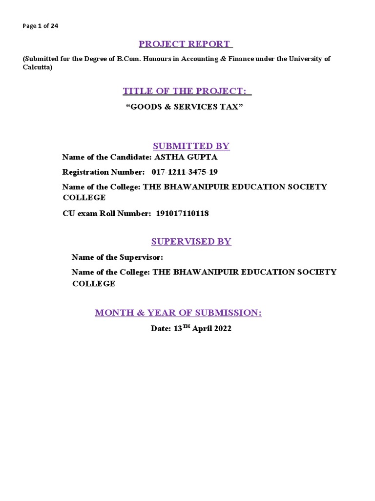 GST Project | PDF | Value Added Tax | Taxes