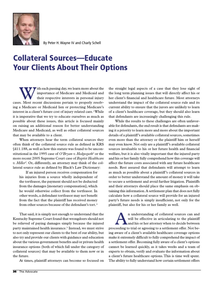 Collateral Sources | PDF | Tort | Social Security (United States)