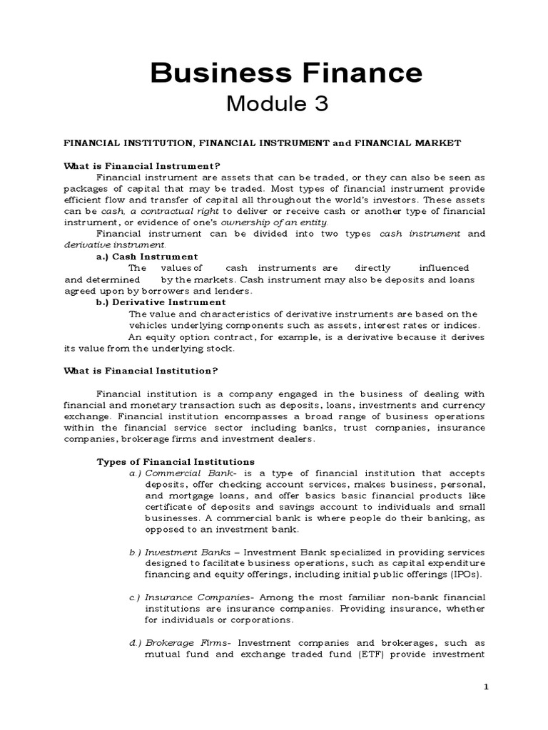Business Finance Module 3 | PDF