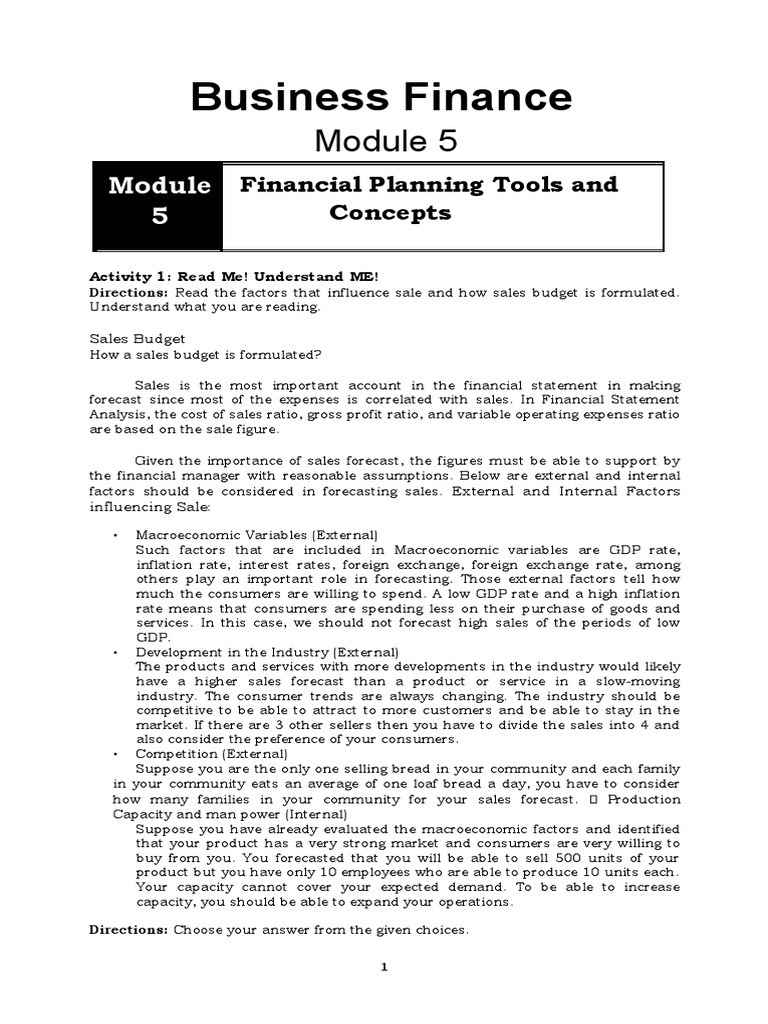 Business Finance Module 5 | PDF | Retained Earnings | Expense