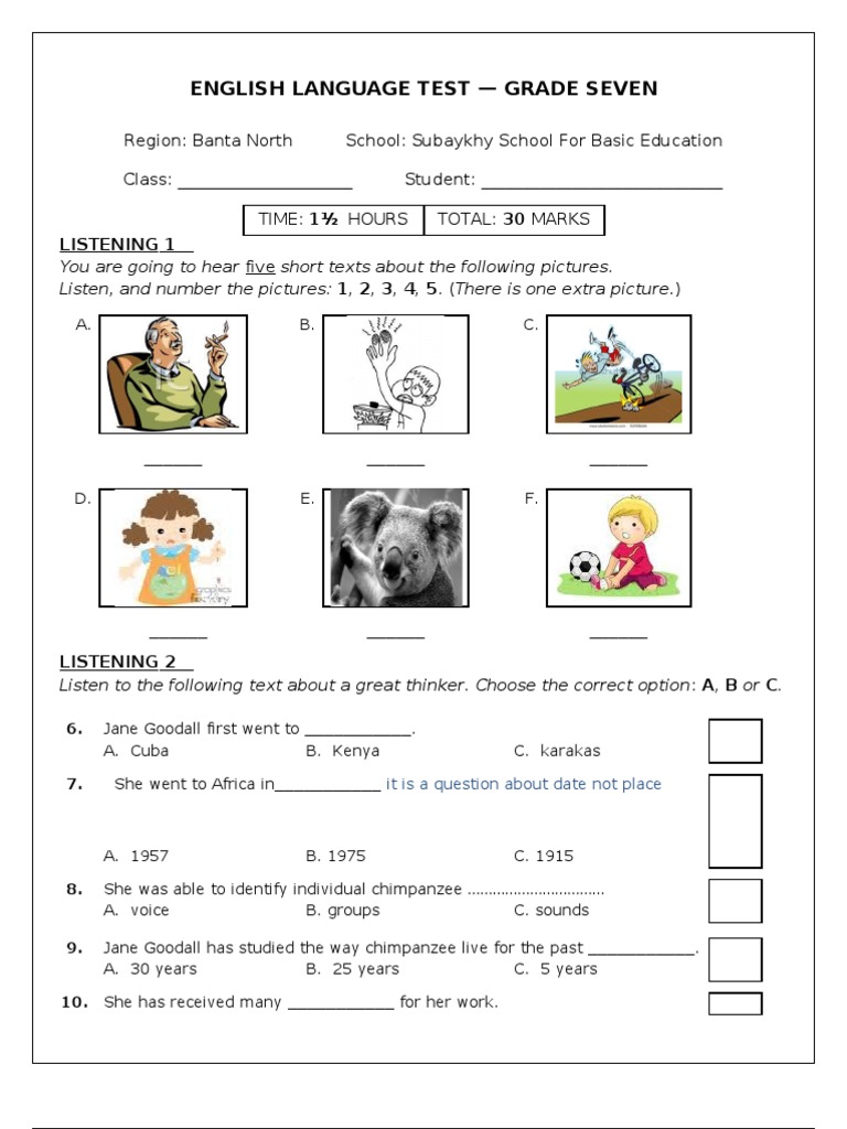 Final Exam Grade 7 | PDF | Linguistics
