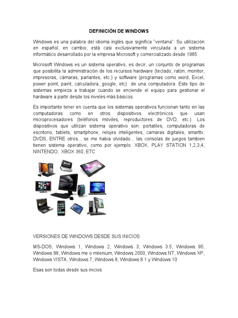 DEFINICIÓN DE WINDOWS y Su Historia | PDF