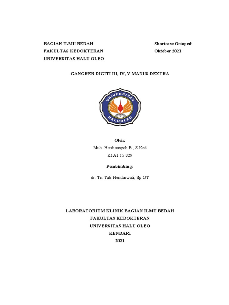 Gangren Digiti Iii, Iv, V Manus Dextra | PDF