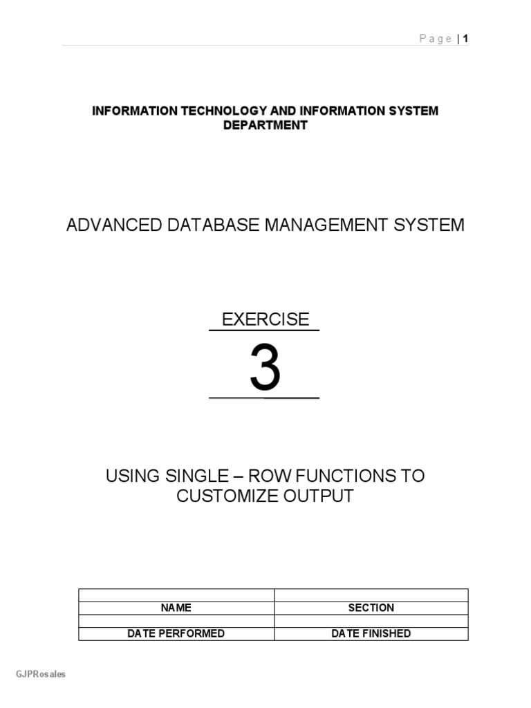 3 Using Single Row Functions To Customize Output Pdf Databases Information Age 1975