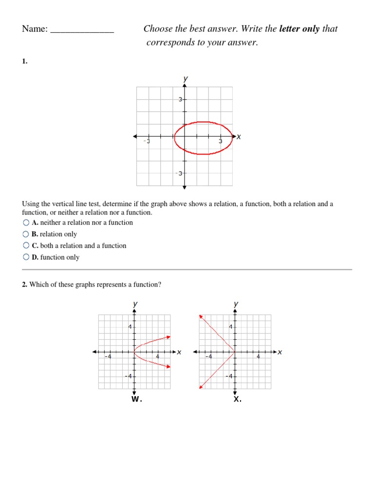 Relation and Function Worksheet | PDF | Function (Mathematics ...