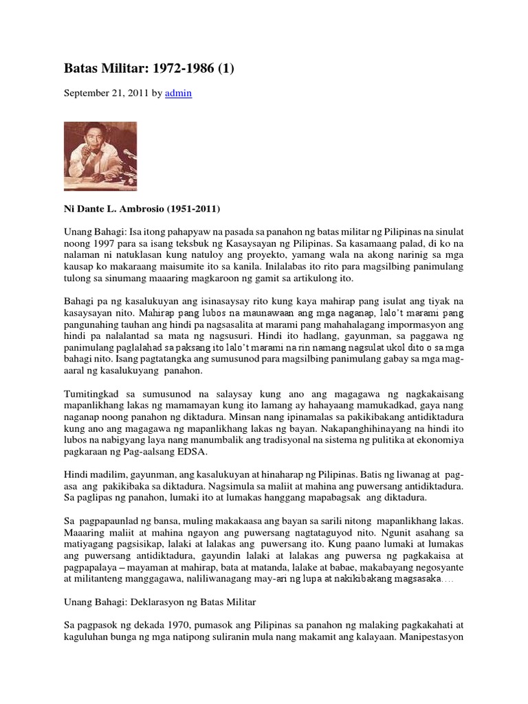 Ambrosio, Dante Batas Militar | PDF