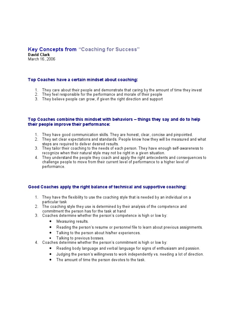 Coaching For Success | PDF | Competence (Human Resources) | Behavior