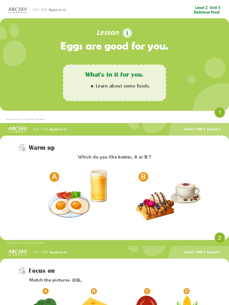 Unit 5 Lesson1 Eggs Are Good For You - Part1 | PDF | Cooking | Food And ...