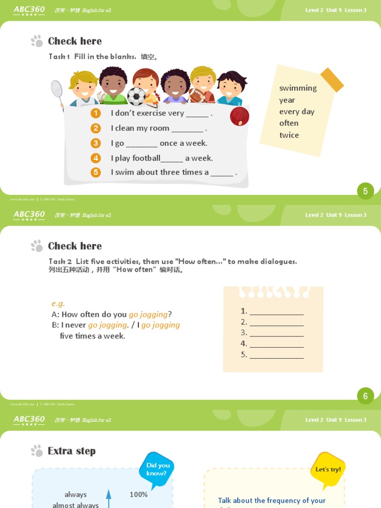 Unit 9 Lesson3 How Often Do You Exercise Like That - Part2 | PDF