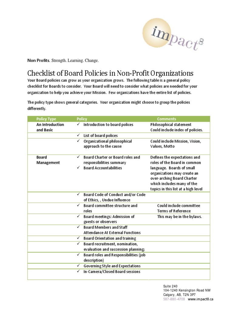 Board Policies Examples _ Types Of Governance Policies – YQZF