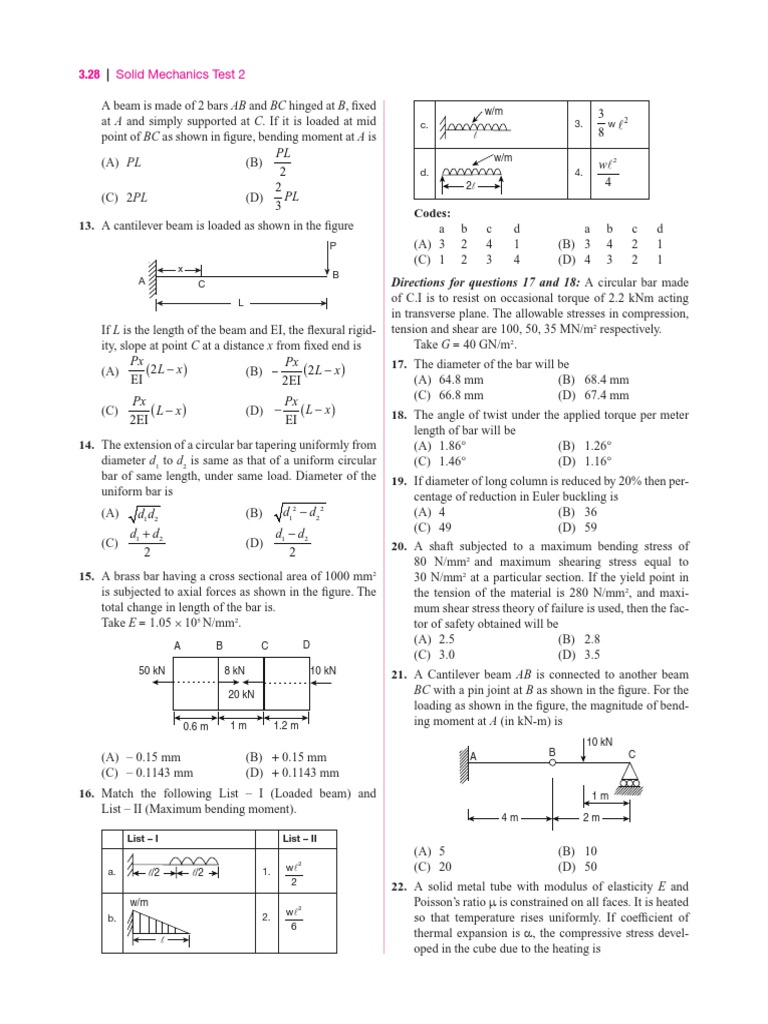 GATE Civil Engineering Topic Wise Practice Tests - 165 | PDF | Bending ...