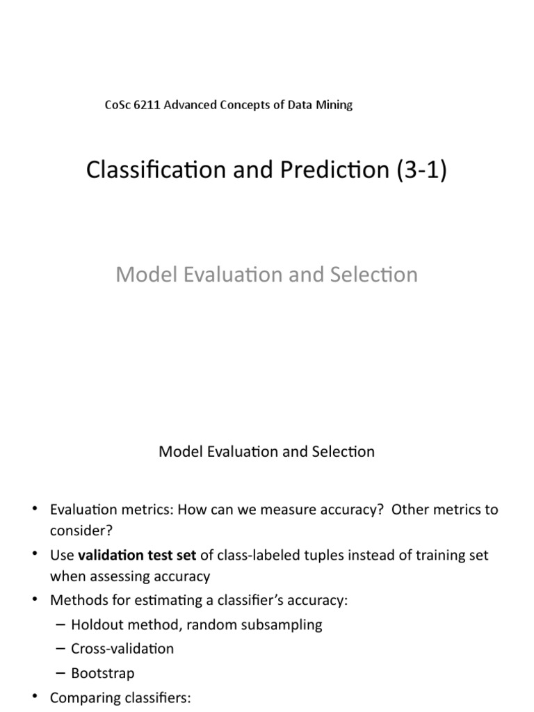 Model Evaluation and Selection in Data Mining | PDF